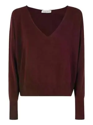 ROBERTO COLLINA V-neck Drop-shoulder Sweater - Red