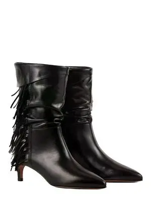 Ba&sh Pointed Toe Fringe Detail Boots - Black