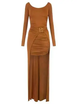 Elisabetta Franchi Crêpe Jersey Red Carpet Dress - Brown