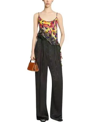 Dries Van Noten Belted Moiré Wide-leg Pants - Black