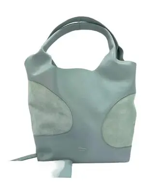 FERRAGAMO Suede Panel Shoulder Bag - Blue