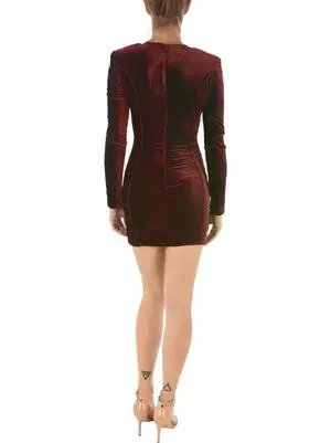 Philipp Plein Rhinestone Embellished Lace-up Velvet Mini Dress - Red