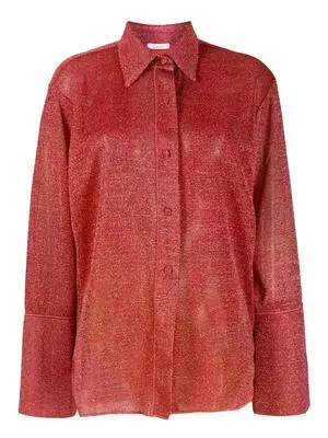 Oseree Metallic Effect Button-up Shirt - Red
