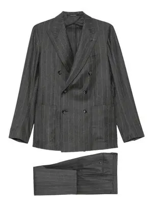 Tagliatore Pinstripe-pattern Double-breasted Suit - Grey
