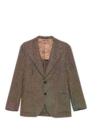 GABRIELE PASINI Houndstooth-pattern Notched-lapels Jacket - Brown