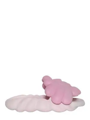 OHANA HATAKE Floral Appliqué Slides - Pink