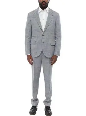 Brunello Cucinelli Checked Buttoned Suit - Blue