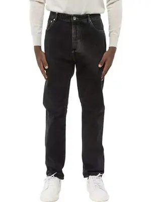 Brunello Cucinelli Straight Leg Jeans With Logo Patch - Black