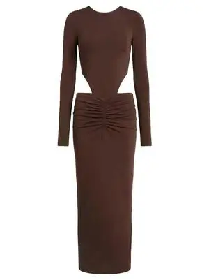 Andamane The Attico Heloise Cut-out Ruched Midi Dress - Brown