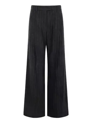 Brunello Cucinelli Pinstripe Sequin Embellished Palazzo Pants - Grey
