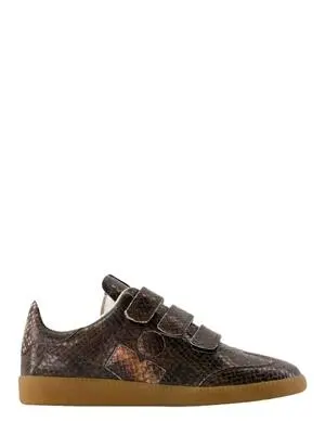 Isabel Marant Étoile Beth Snakeskin-effect Touch-strap Sneakers - Brown
