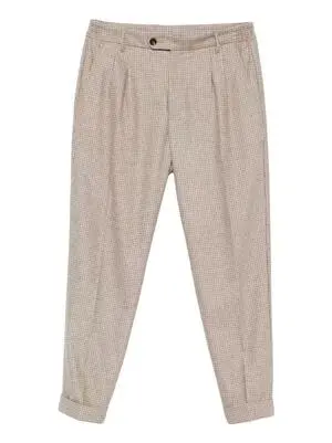 Eleventy Checked Pleated Trousers - Neutrals