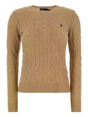 Polo Ralph Lauren Polo Ralph Lauren Cable-Knit Wool Sweater With Embroidered Logo Brown