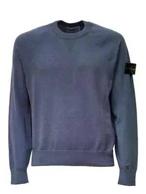 Stone Island Logo Patch Raglan Sleeve Sweater - Blue