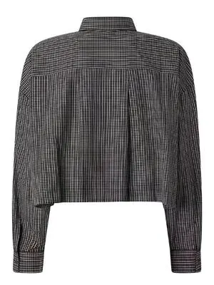 PINKO PINKO Cropped Check-Pattern Shirt With Crystal Embellishment