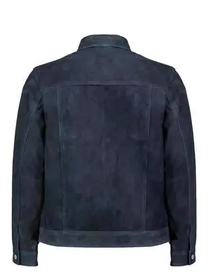 Officine Générale Loki Suede Leather Jacket - Blue