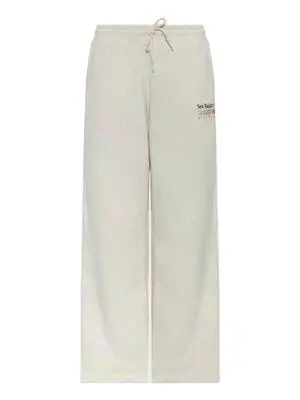 NEW BALANCE Track Pants With Logo Print And Drawstring Waistband - Neutrals