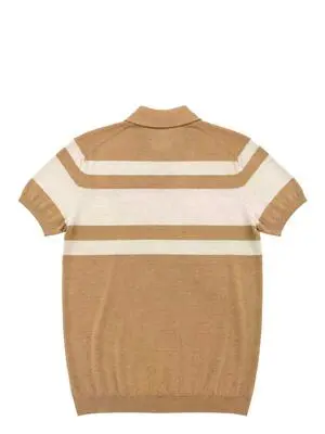 HERITAGE Striped Short-sleeve Polo Shirt - Brown