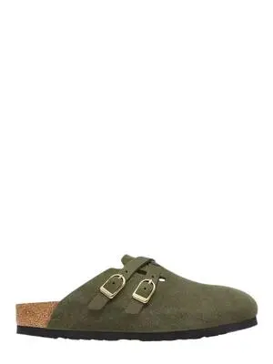 BIRKENSTOCK Suede Clog Sandals With Buckle Fastening - Green