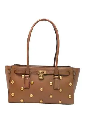 Michael Kors Stud-embellished Leather Shoulder Bag - Brown