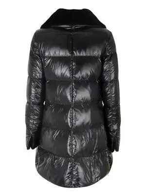 Herno Padded Faux-fur Trim Coat - Black