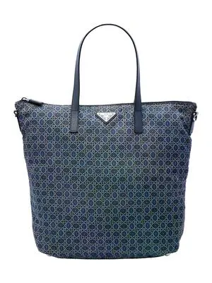 Prada Tessuto Floral Print Satchel - Blue