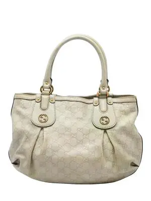 Gucci Embossed Leather Tote Bag - White