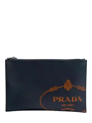 Prada Saffiano Leather Clutch Bag - Blue