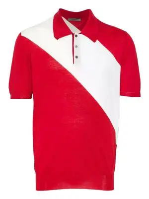 Bally Colour-block Knitted Polo - Red