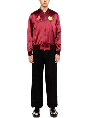 Alexander McQueen Embroidered Zip Bomber Jacket - Red