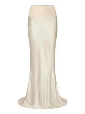 Rick Owens Satin Slim Maxi Skirt - Neutrals