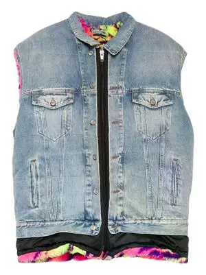 Balenciaga Denim Padded Vest - Blue