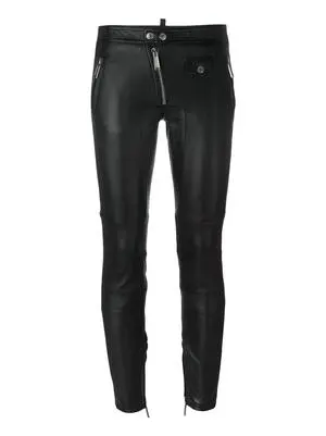 Dsquared2 Lambskin Biker Trousers - Black