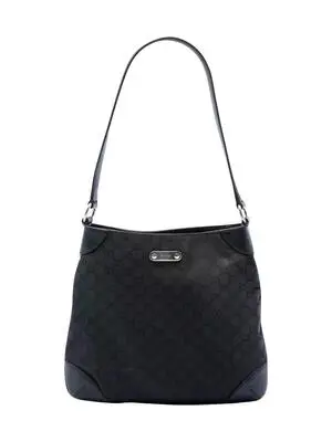 Gucci Gg Monogram Canvas Shoulder Bag - Black