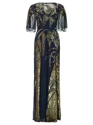 TEMPERLEY LONDON Sequin Embellished Mariana Maxi Dress - Blue