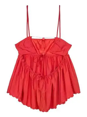 Cecilie Bahnsen Selena Broderie-anglaise Sleeveless Blouse - Red