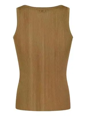 Max Mara Ribbed Knit Scoop Neck Sleeveless Top - Brown