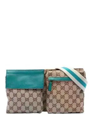Gucci Gg Canvas Web Double Pocket Belt Bag - Neutrals
