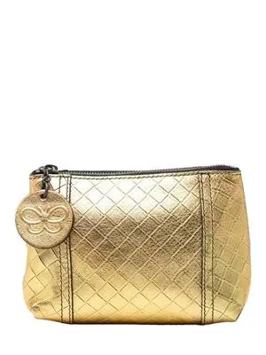 Bottega Veneta Metallic Nappa Intrecciomirage Pouch - Gold