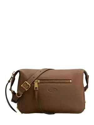 TOD'S Studded Leather Shoulder Bag - Brown