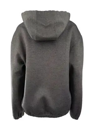 Miu Miu Logo Patch Drawstring Hoodie - Grey