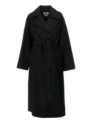 Max Mara Belted Wrap Single-breasted Coat - Black