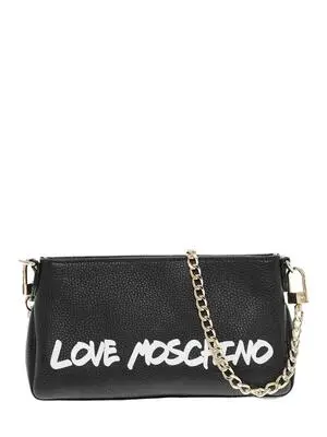 Moschino Graffiti Print Textured Leather Crossbody Bag - Black