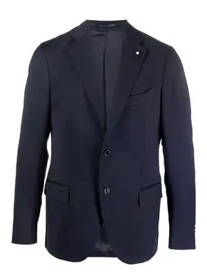 LARDINI Flower-patch Single-breasted Blazer - Blue