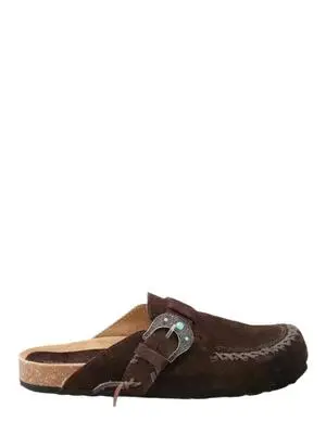 TAJI Sabot Mules With Whipstitch Detailing - Brown
