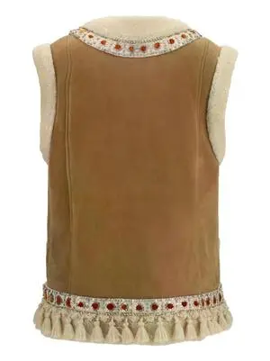 Valentino Garavani Embellished Tassel-trim Gilet - Brown