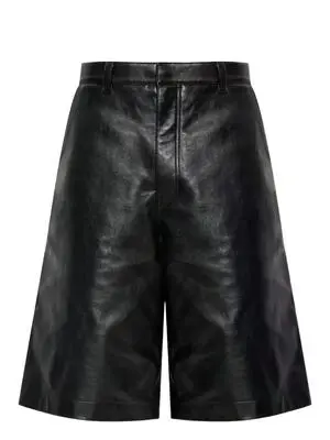 Balenciaga Logo Patch Leather Shorts - Black