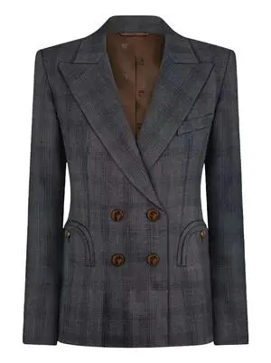 BLAZÉ MILANO Double-breasted Checked Blazer - Grey