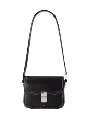 A.p.c. Grace Shoulder Bag With Contrast Stitching - Black