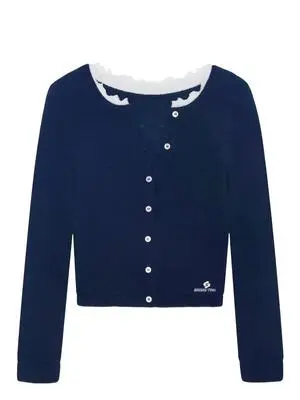 SHUSHU/TONG Ruffle-trim Button-up Cardigan - Blue